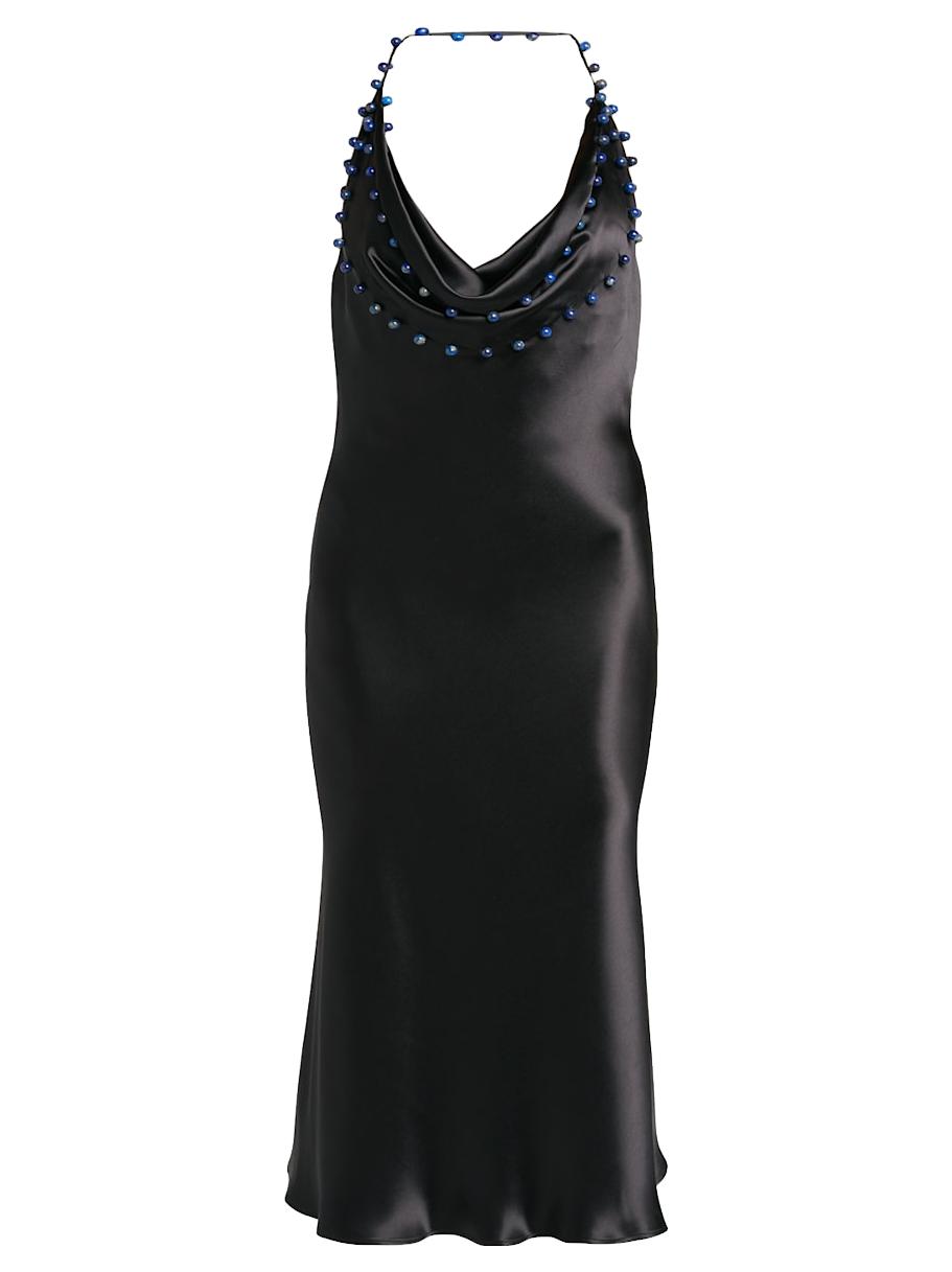 BOTTEGA VENETA Bottega Veneta Beaded Halter Fluid Shine Dress