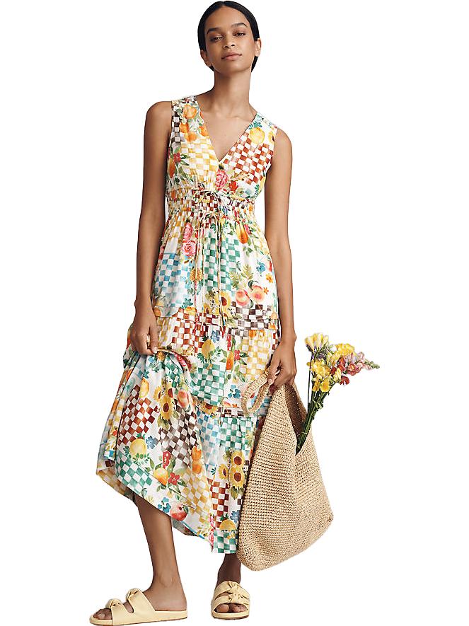 The Somerset Collection By Anthropologie Sleeveless Maxi Dress - Multi  Floral Stripe | Editorialist