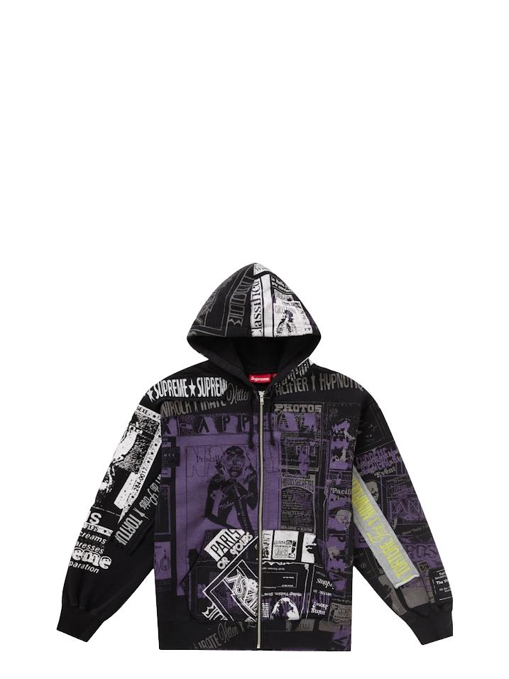 Supreme Collage Zip Up Hooded Sweatshirt - Black | Editorialist