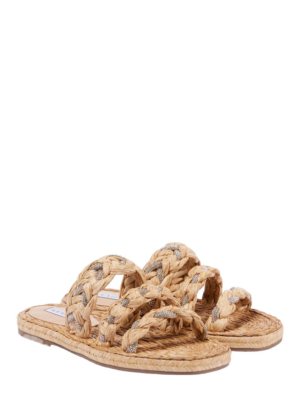 AQUAZZURA Aquazzura Costiera Embellished Raffia Sandals