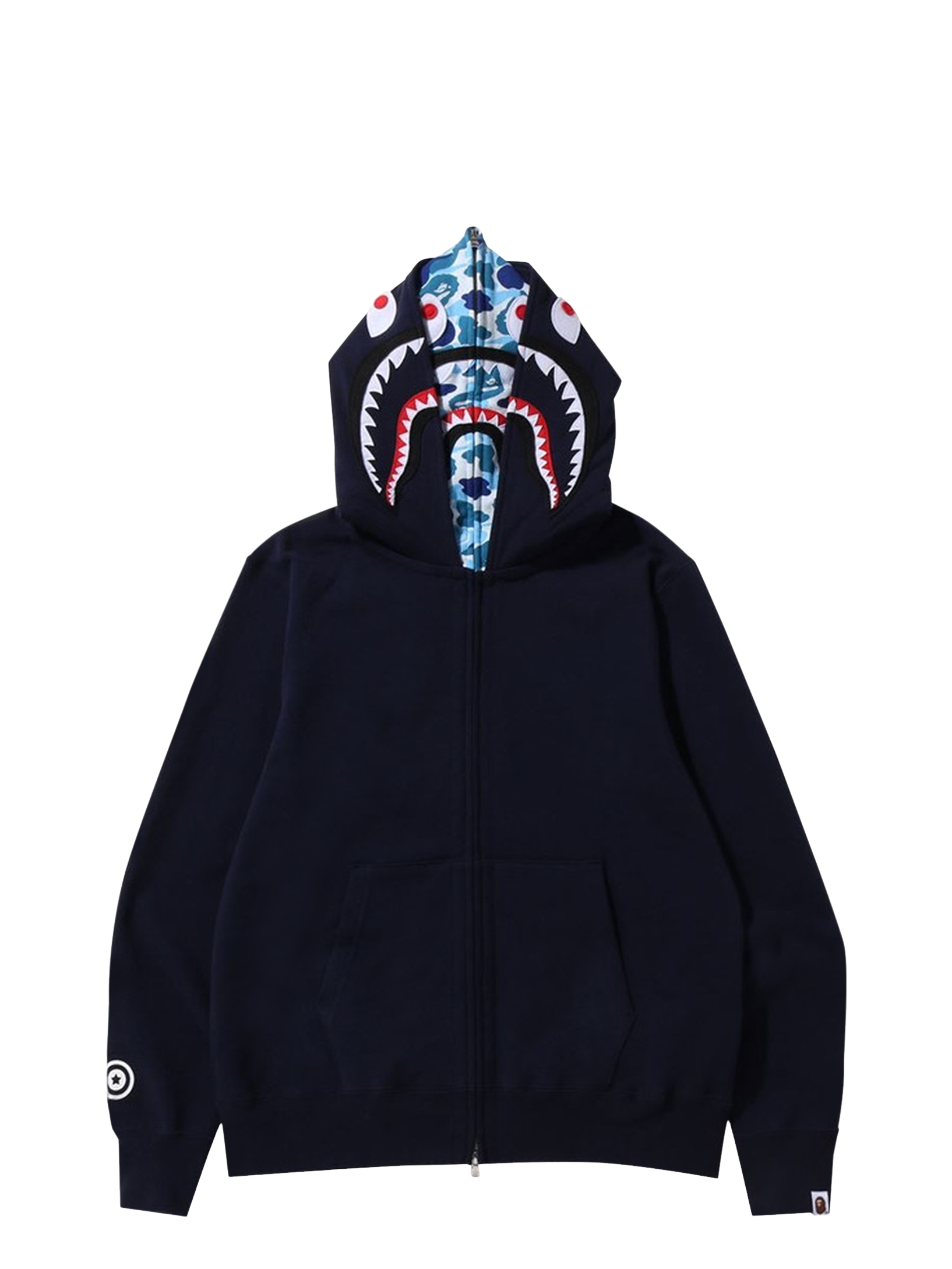 【A BATHING APE】ネイビー・ブラックジャケット A Bathing Ape jacket Bape Patch Coach Jacket men's navy blue color
