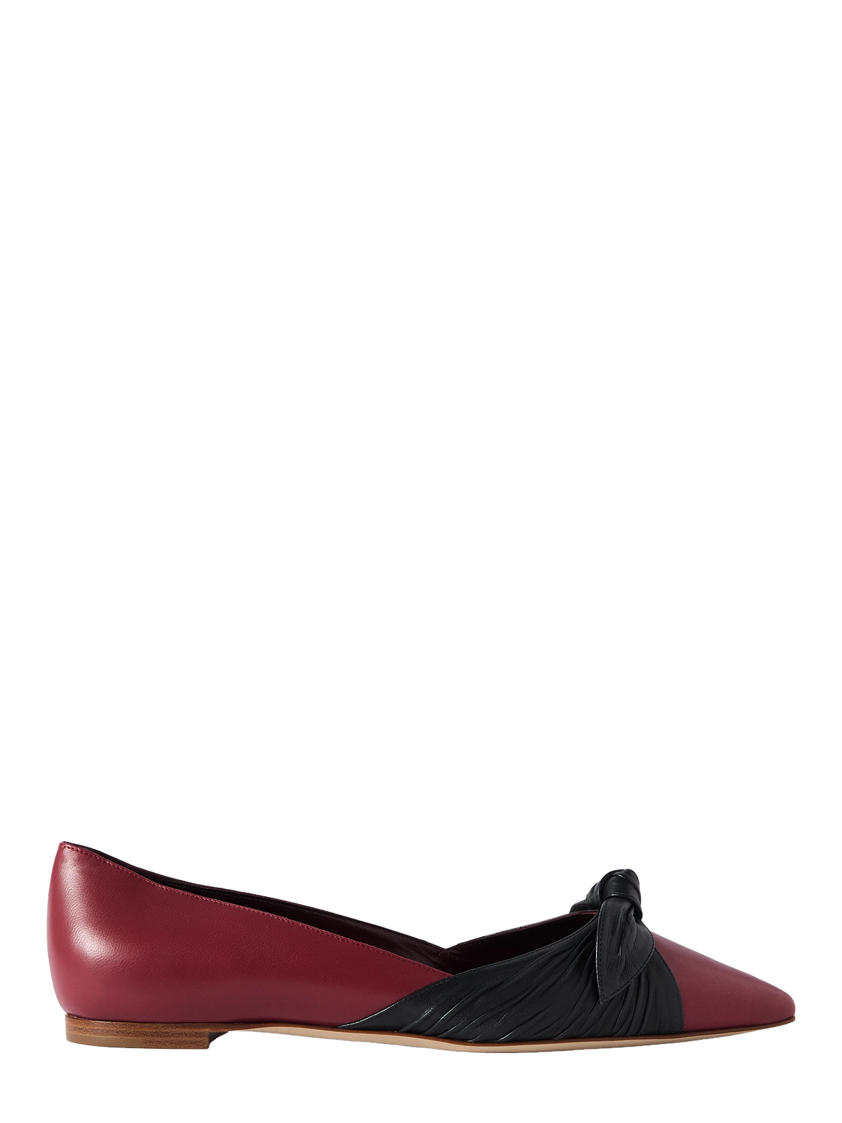 Manolo Blahnik Terkaflat Bow-Embellished Leather Flats In Brown