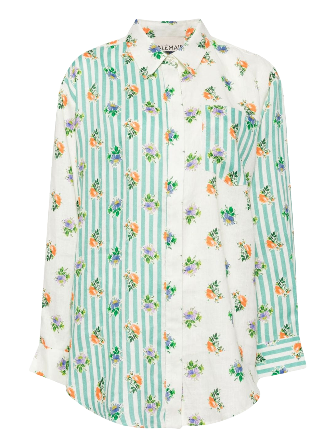ALEMAIS ALEMAIS Floral-Print Striped Linen Shirt