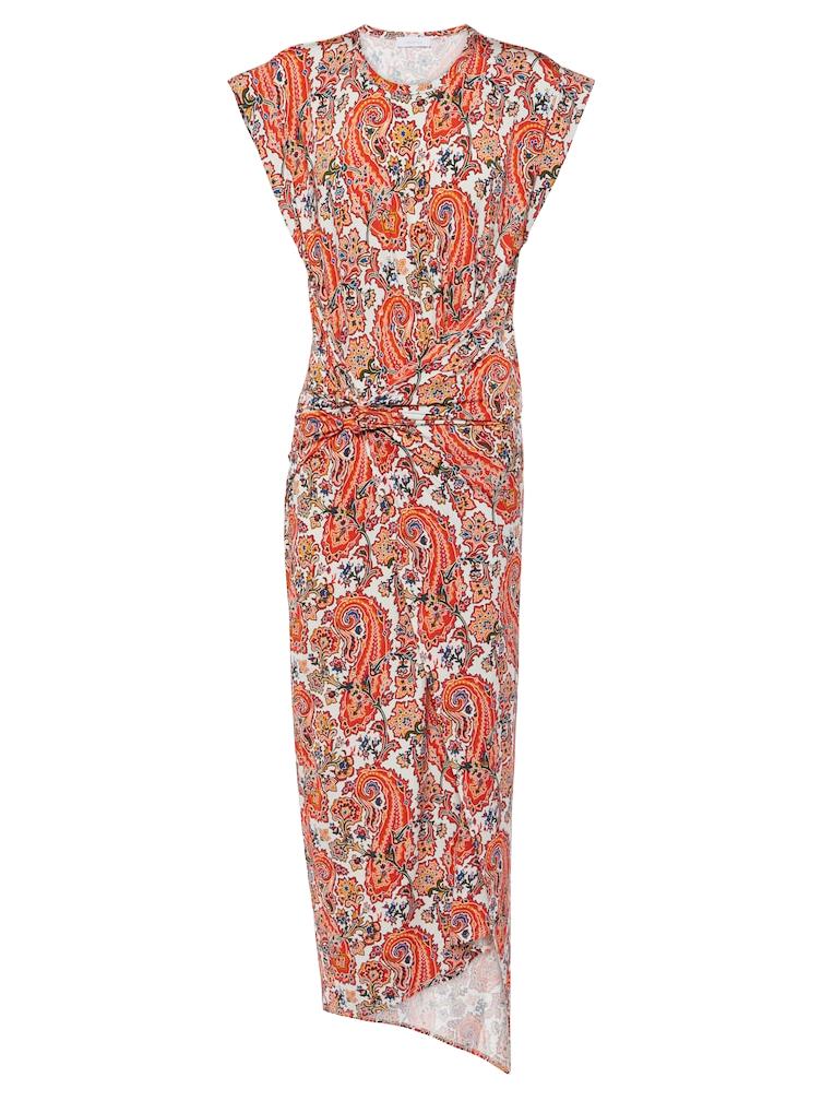 PACO RABANNE Rabanne Gathered Paisley Jersey Midi Dress