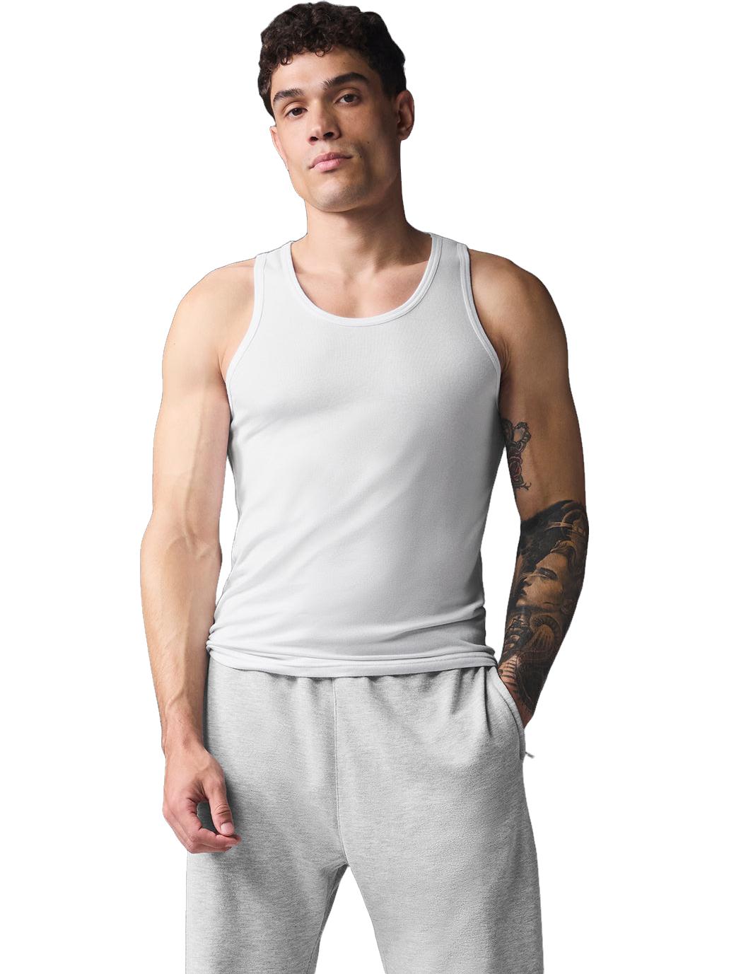 Alo Yoga Everyday Modal Rib Racerback Tank Top - White | Editorialist
