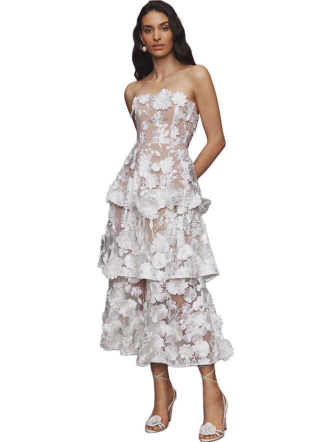 Selene Maxi Tiered 3D Dress - White - XS - ELLIATT Selene Maxi Tiered 3D Dress - White - XS - ELLIATT