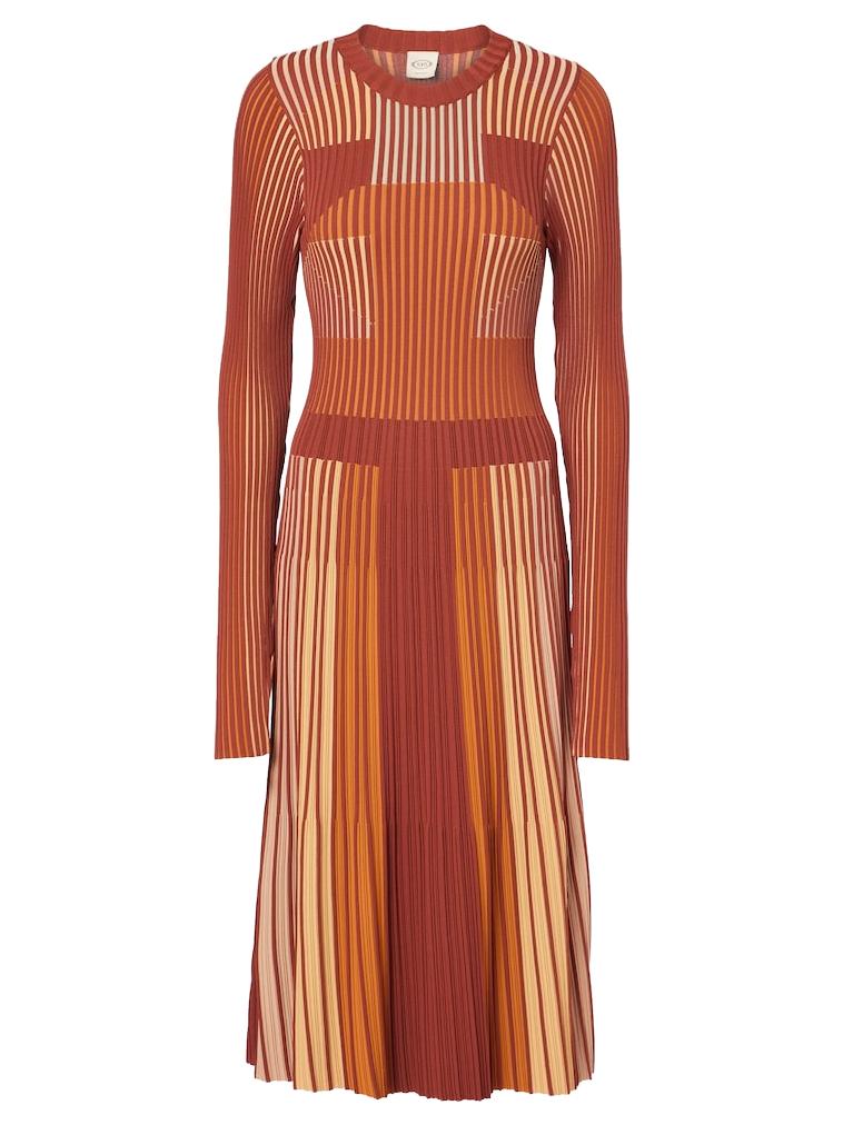 TOD'S Tod's Striped plissé midi dress