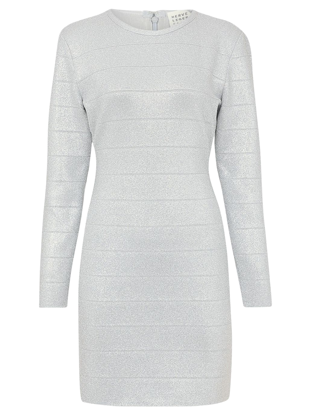 HERVE LEGER Metallic Long-Sleeve Minidress