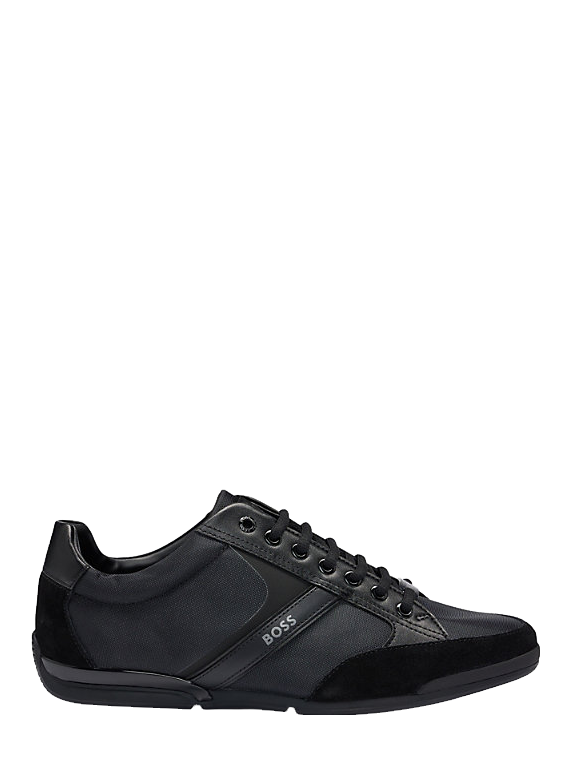 BOSS Logo Badge Lace-Up Woven Trainers