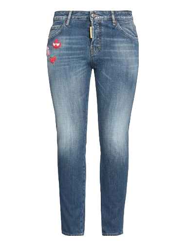 DSQUARED2 DSQUARED2 Tapered Jeans in Medium Wash Denim with Embroidered Appliqués
