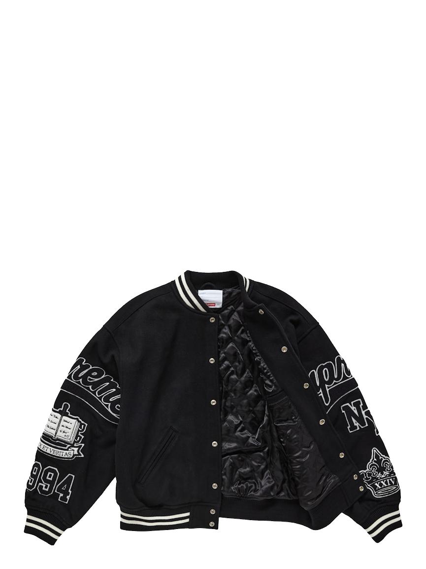 Supreme Veritas Varsity Jacket - Black | Editorialist