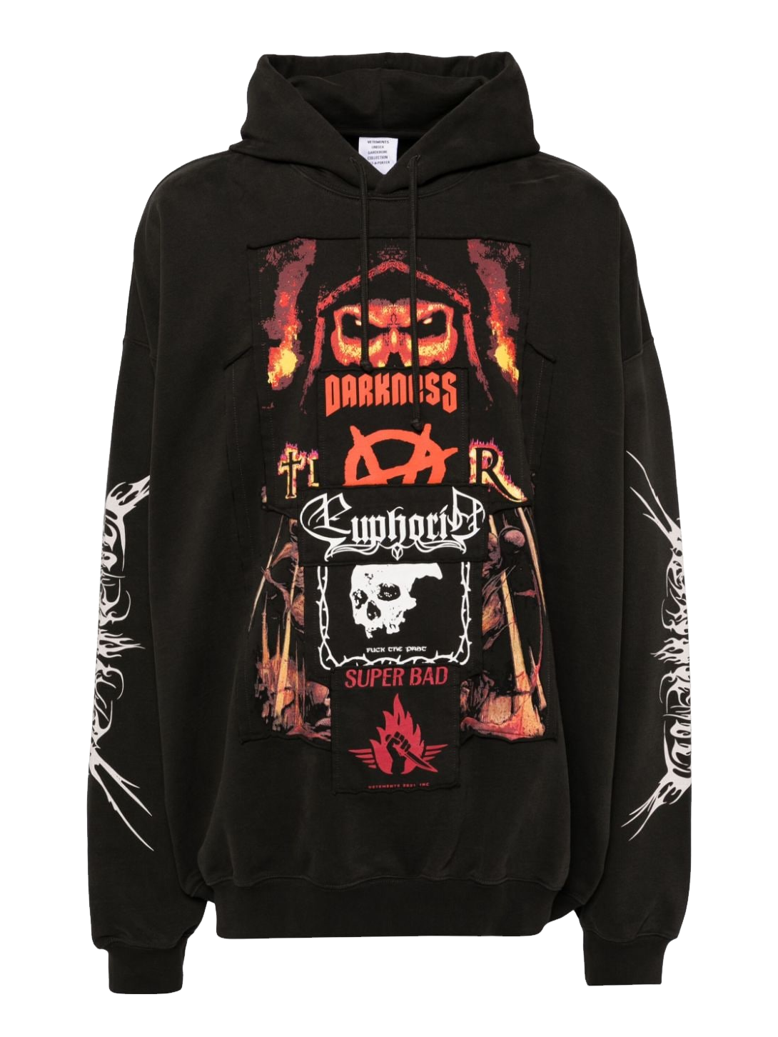 トップス Vetements 21ss Logo Patch Hoodie Size S - Vetements Unisex Black Hoodie Patch Logo Sweatshirt