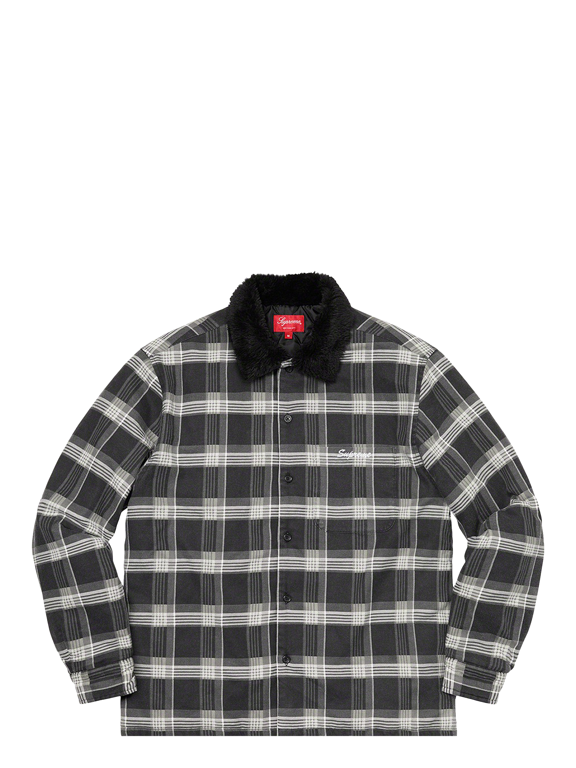 supreme SUPREME Faux Fur Collar Flannel Shirt M faux fur collar