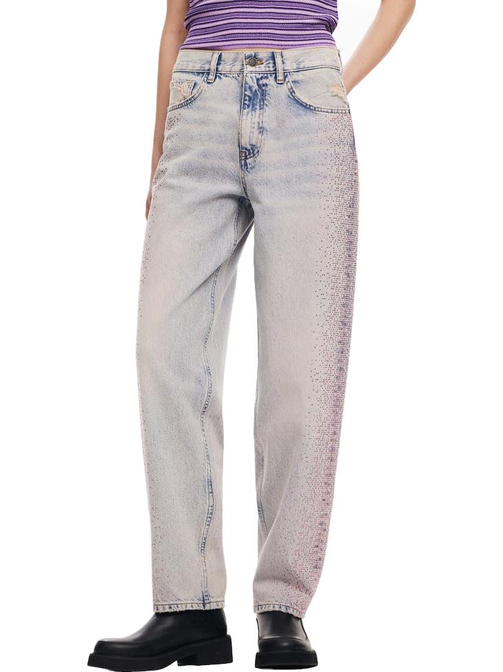 DESIGUAL Desigual Cara Rhinestone Straight-Leg Jeans
