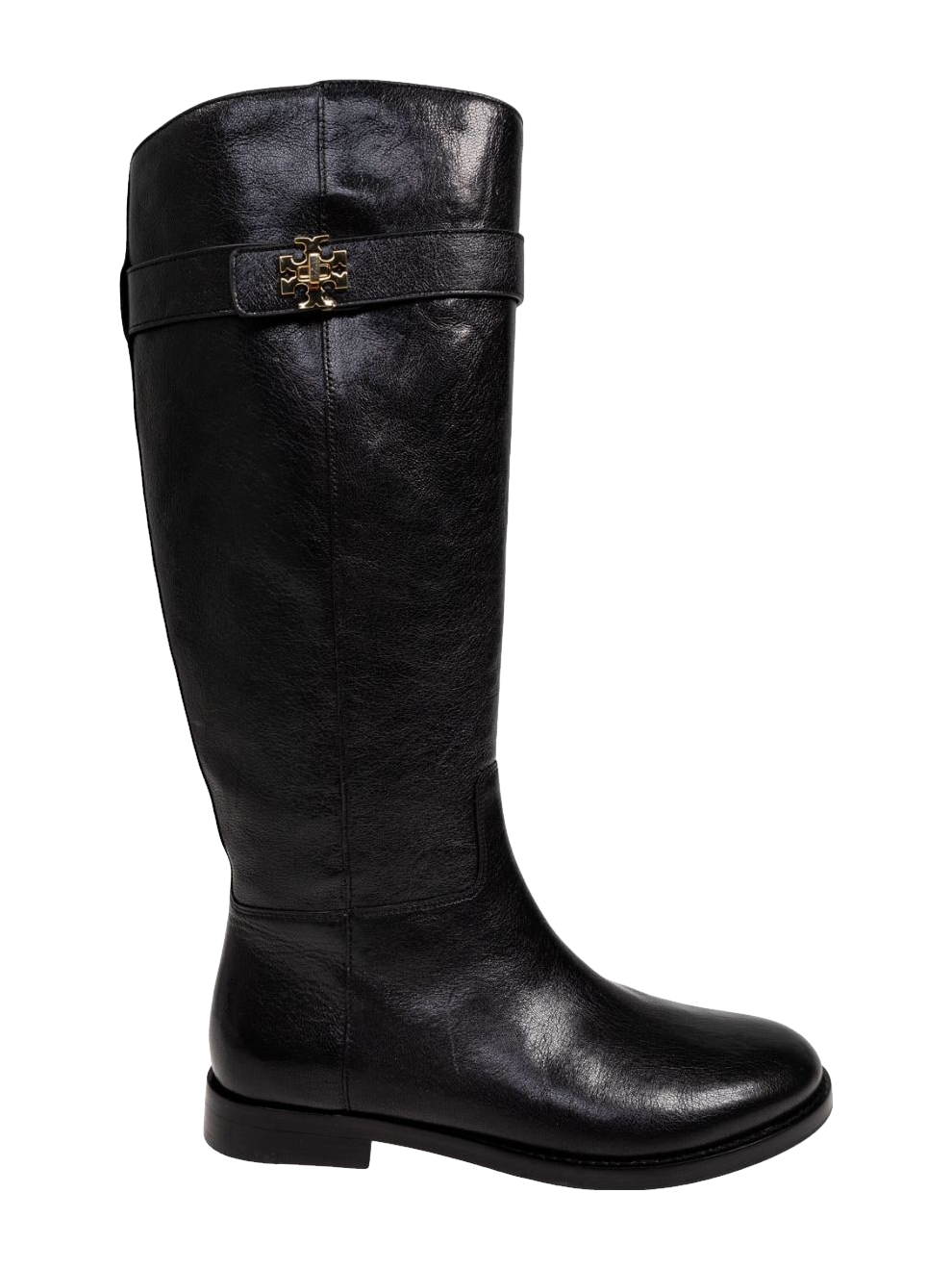 TORY BURCH Tory Burch Black Calf Leather Turnlock Riding Boots