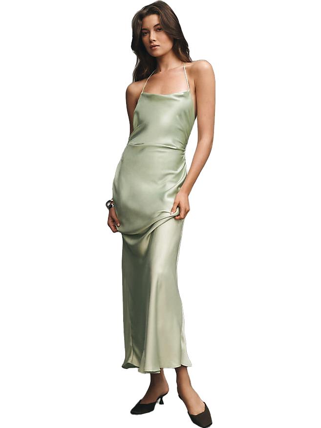 chinese dress ladies Satin Cowl Neck Maxi Dress