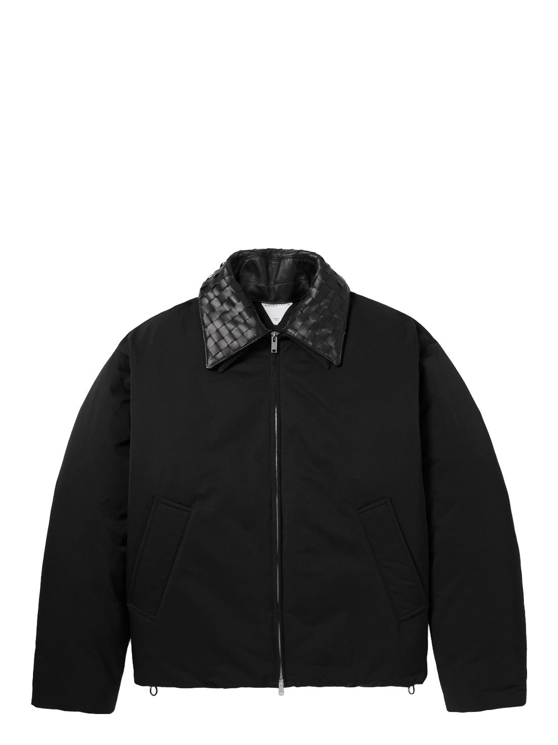 BOTTEGA VENETA Bottega Veneta Intrecciato Leather-Trimmed Down Jacket