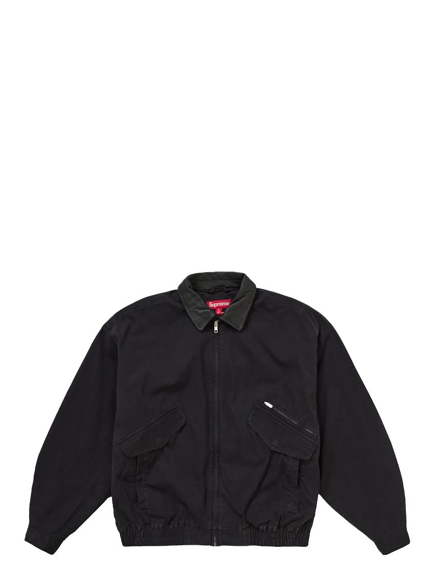 Supreme Leather Collar Utility Jacket Fw24 - Black | Editorialist