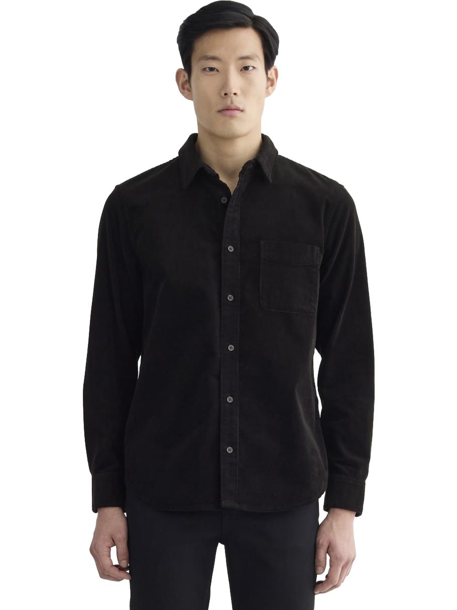 EVERLANE Classic Shirt, Corduroy, Black, Size XS, Cotton