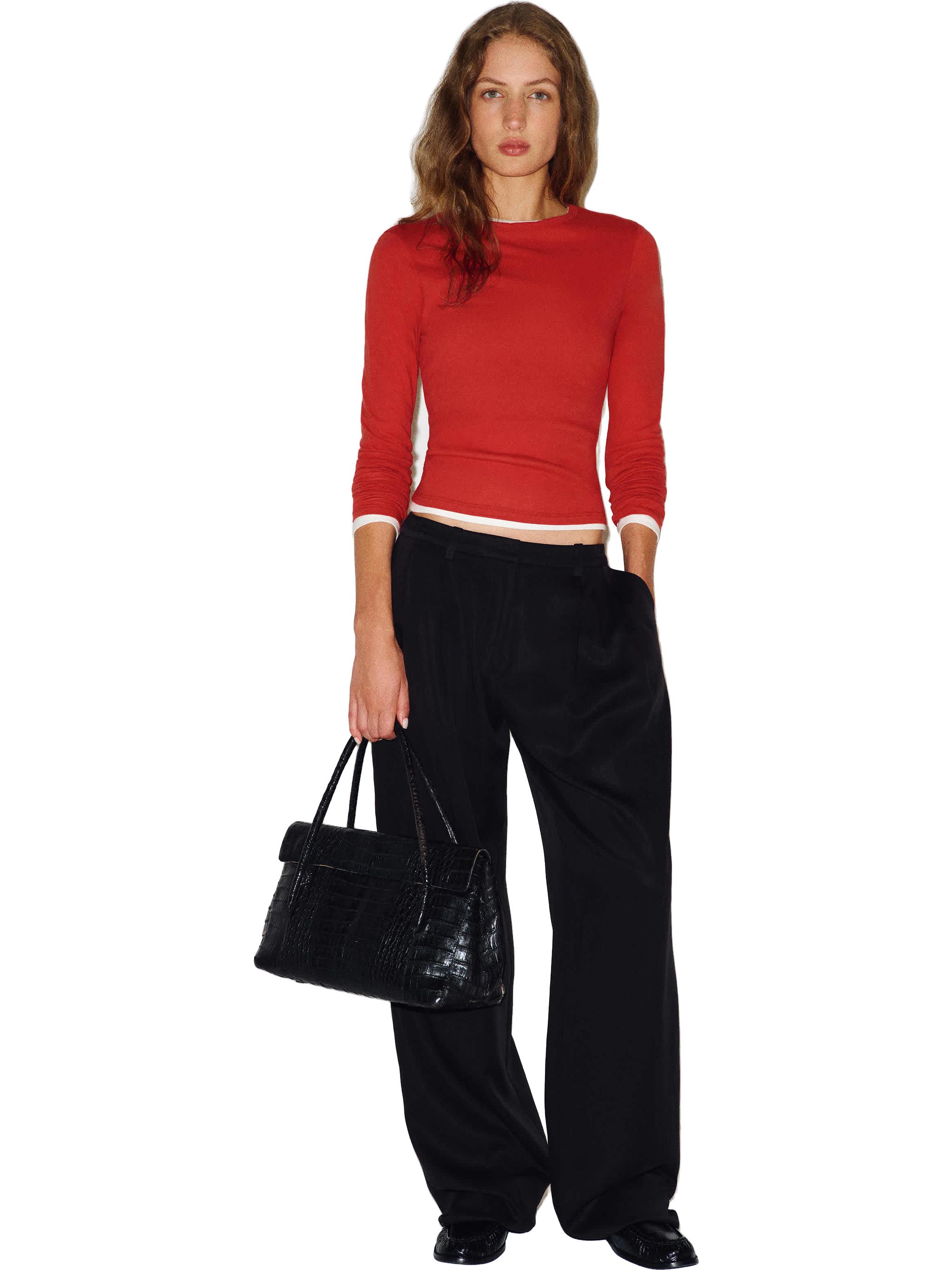 REFORMATION Reformation Ezra Slim Fit Long Sleeve Tee