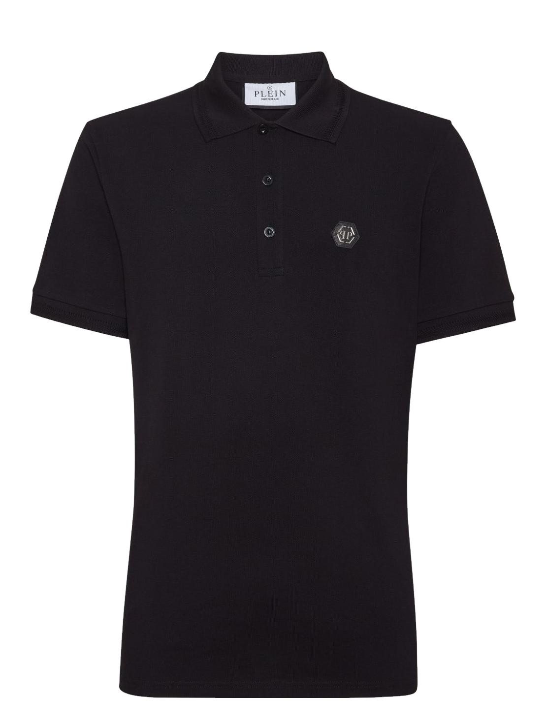 PHILIPP PLEIN logo-patch cotton polo shirt