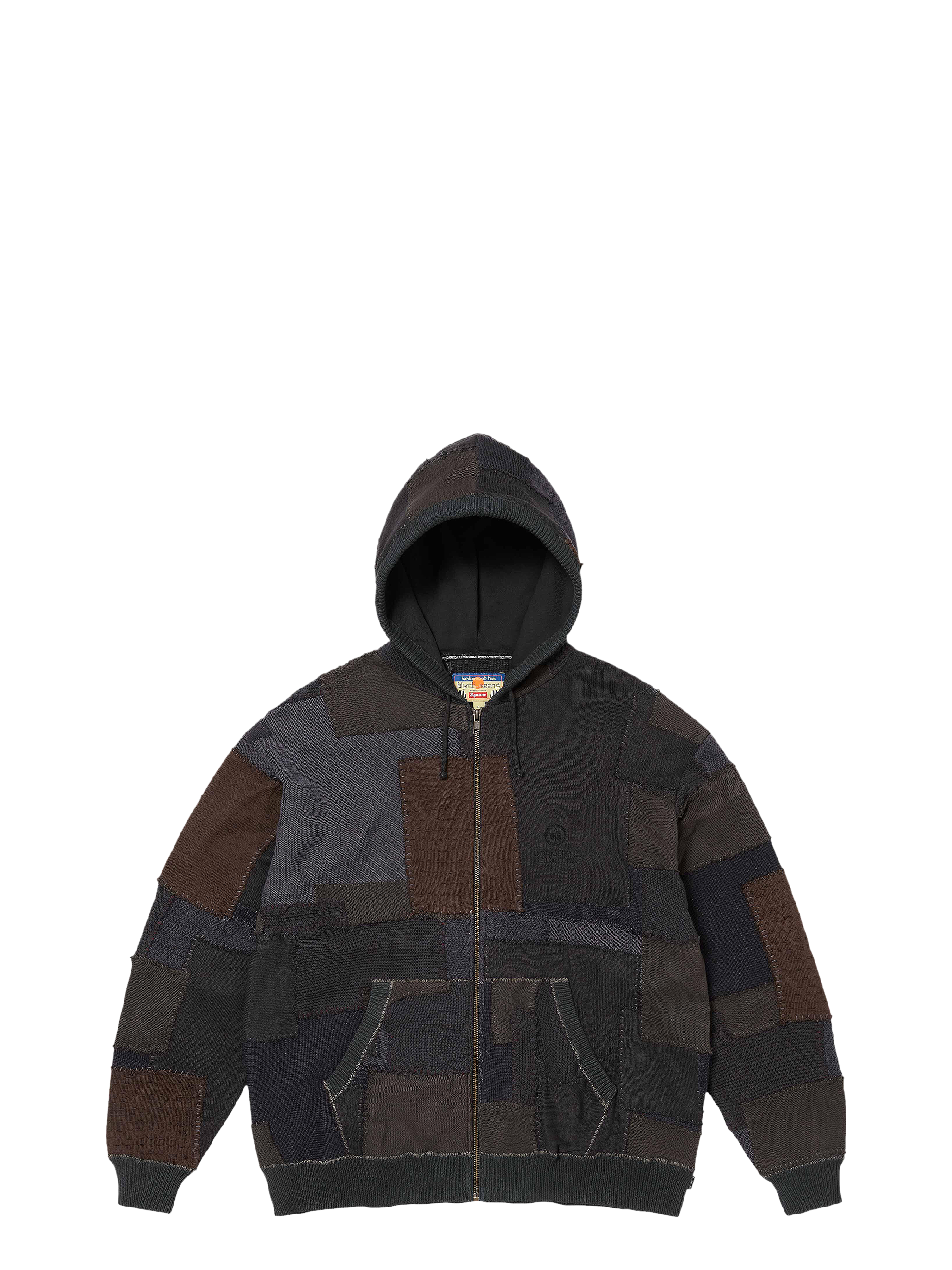 Supreme X Blackmeans Patchwork Zip Up Hooded Sweater - Black
