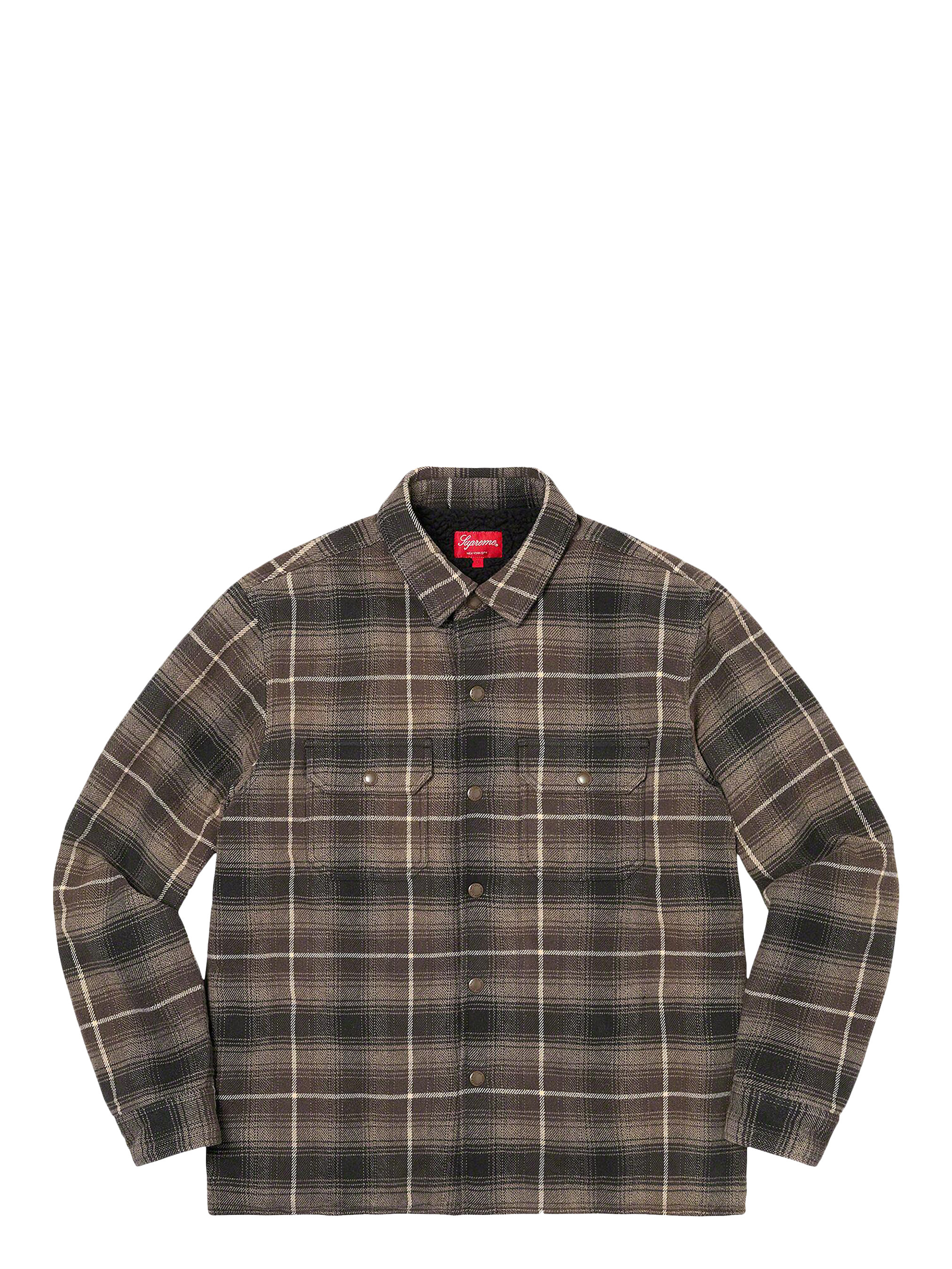 Supreme Shearling Lined Flannel Shirt - Black | Editorialist