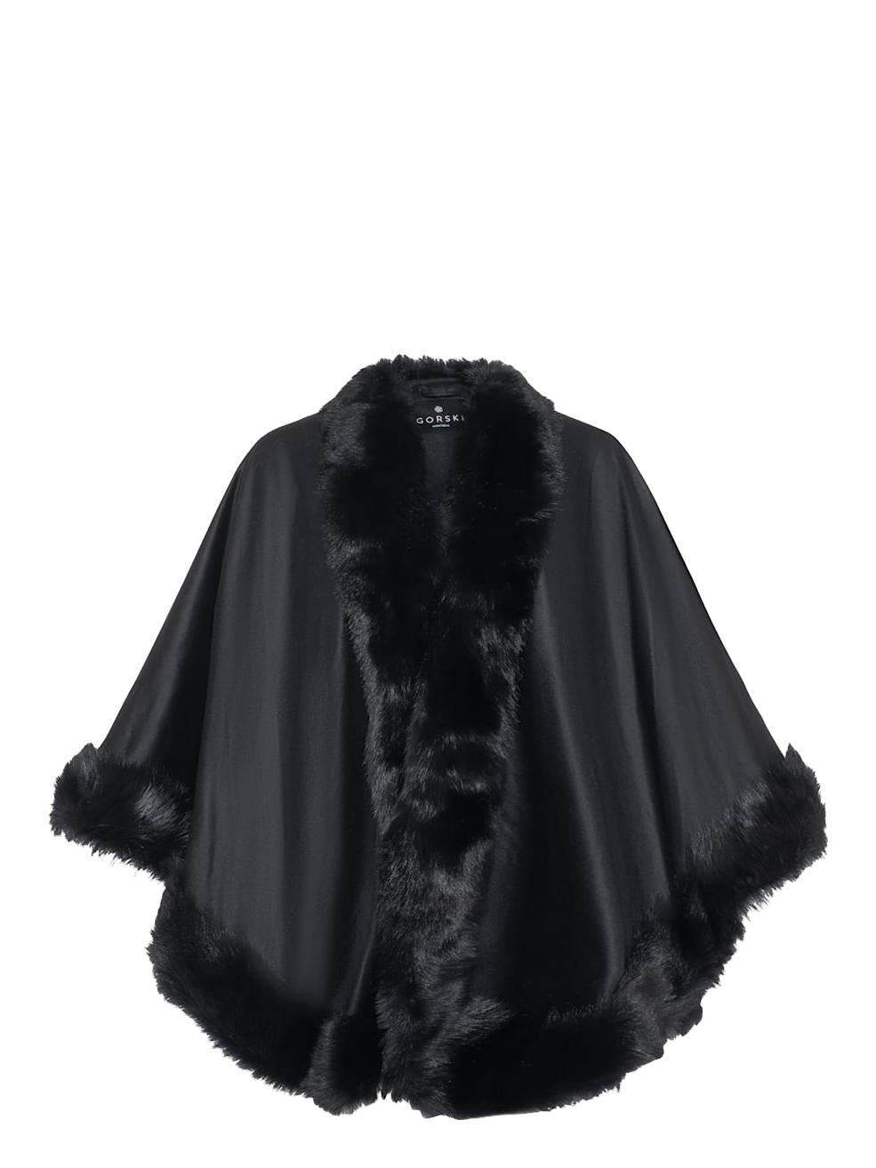 GORSKI select cashmere capelet with toscana shearling lamb trim