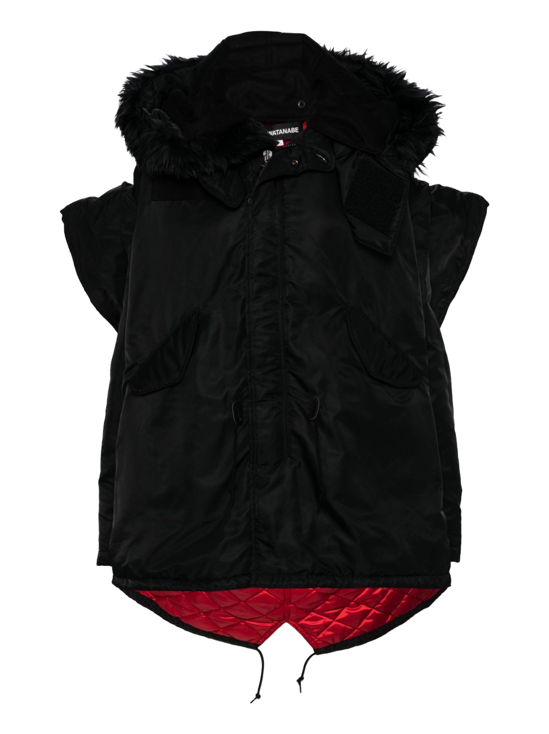 PLEIN SPORT Padded Nylon Gilet with Hood and Graphic Print