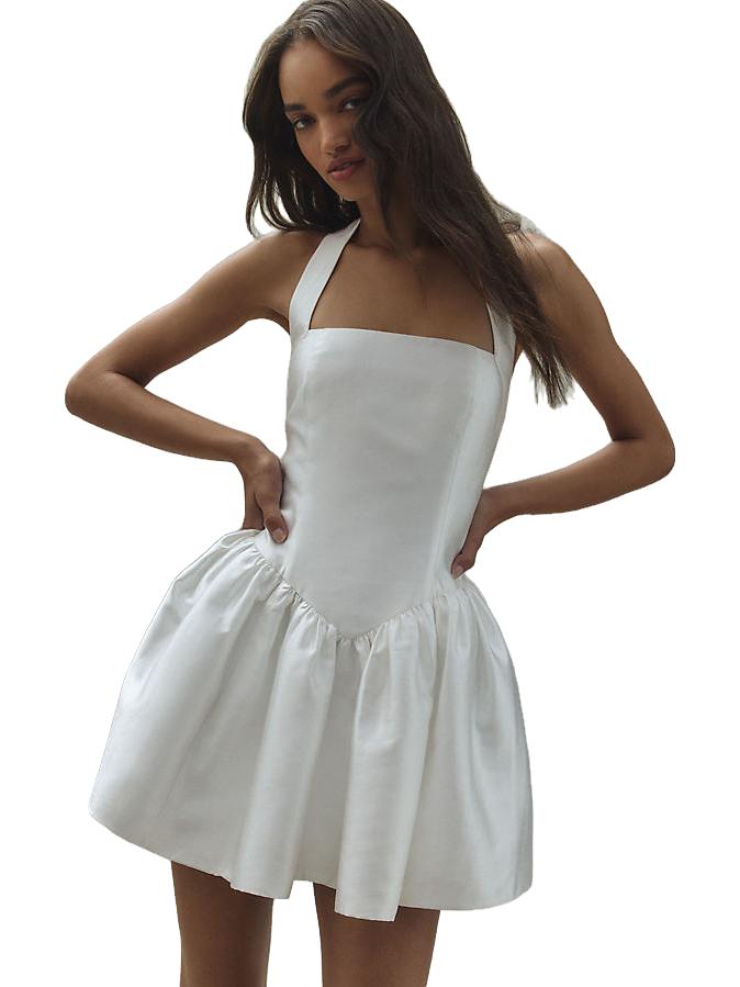 mare mare drop-waist fit & flare mini dress Slim Fit Superfine Egyptian Cotton Solid Straight Collar French Cuff D –  Paul Fredrick main image 0