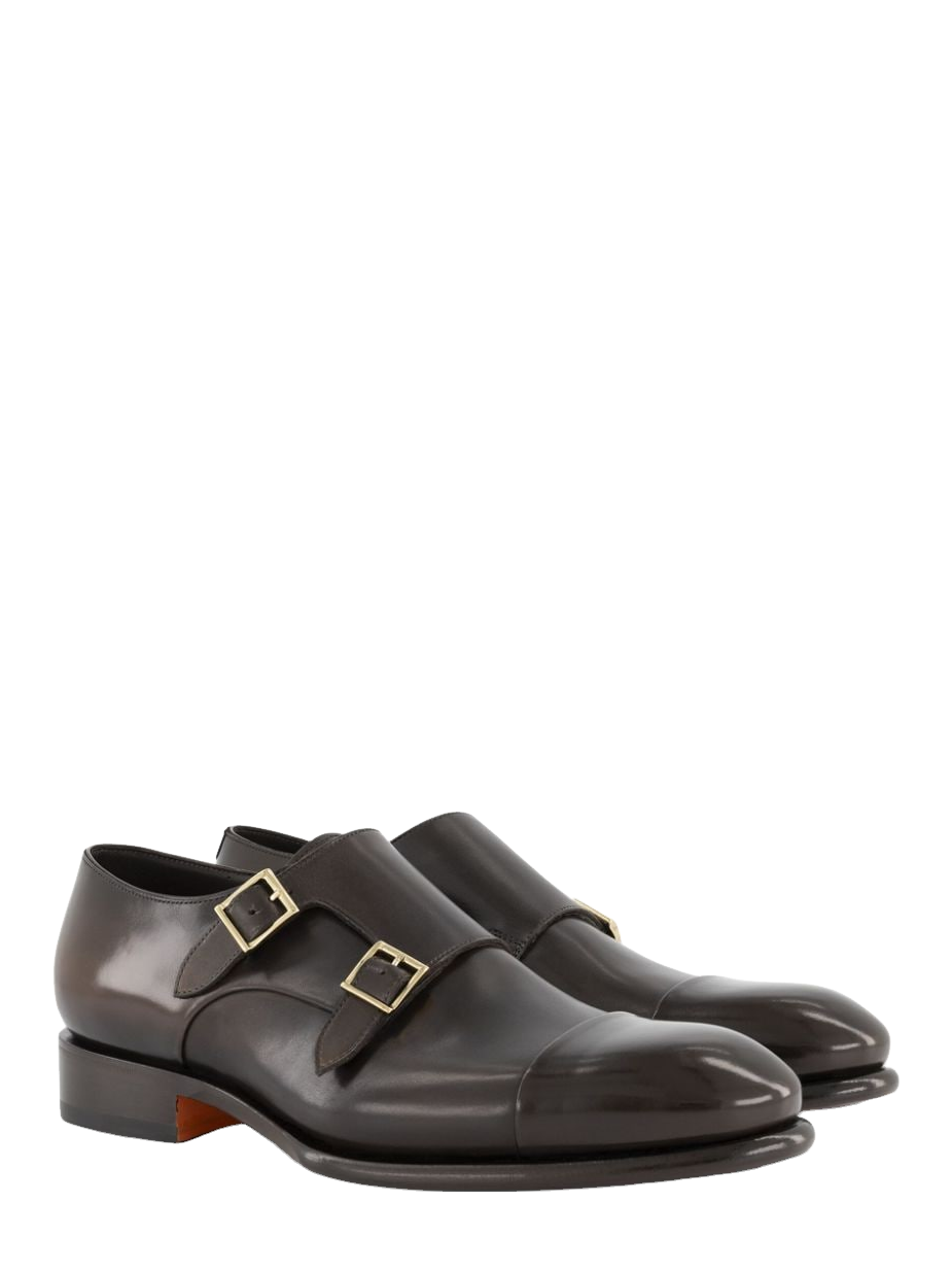 Santoni Woven Leather Monk Strap Sandals - Black | Editorialist display picture 3