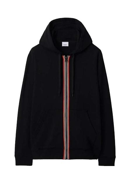 Burberry Icon Stripe Zipped Hoodie - Grey | Editorialist