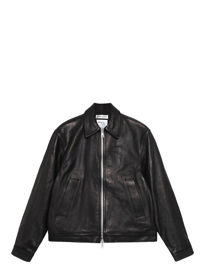 StüSsy X Our Legacy Work Shop Blouson Leather Jacket - Black StüSsy X Our Legacy Work Shop Blouson Leather Jacket - Black