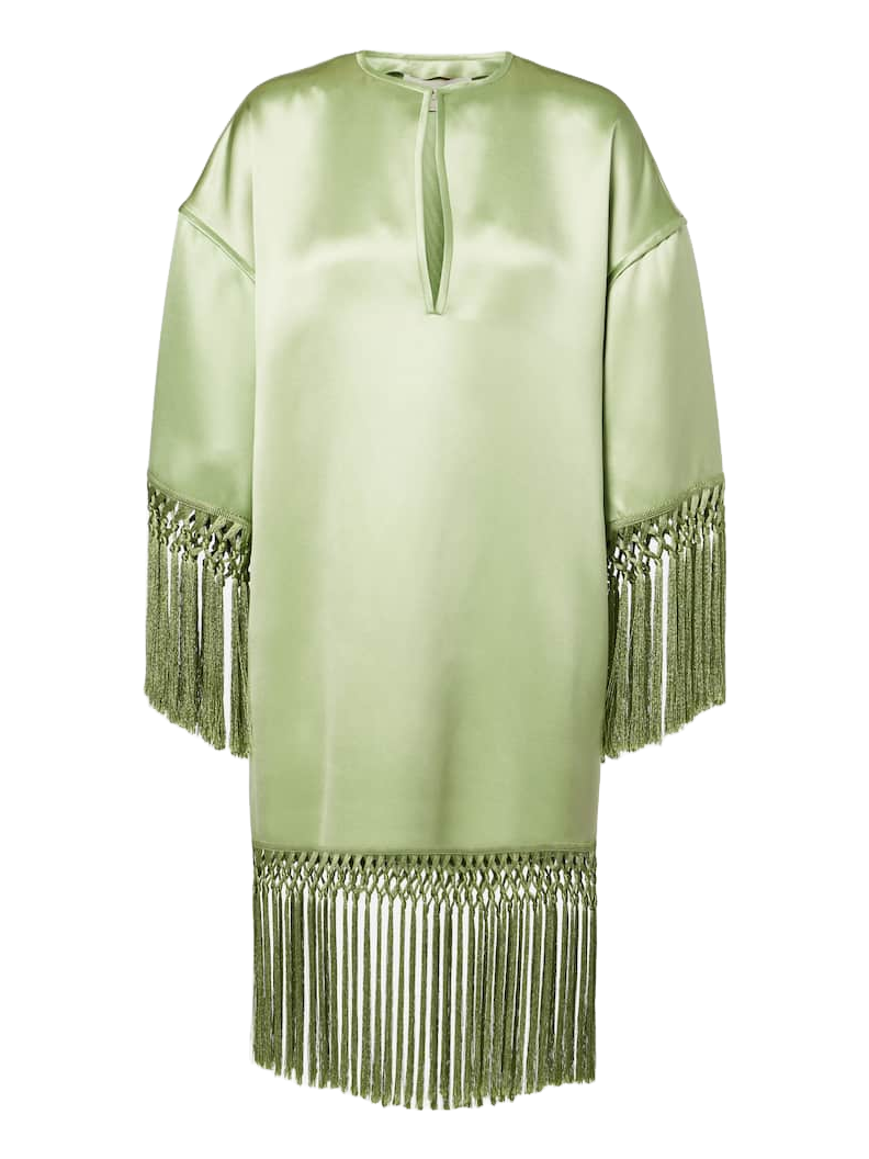 VALENTINO Valentino Fringed Silk Duchess Satin Tunic