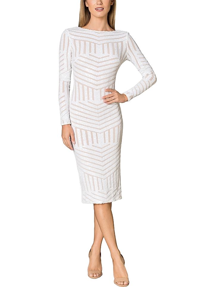 DRESS THE POPULATION emery sequined scoop back dress