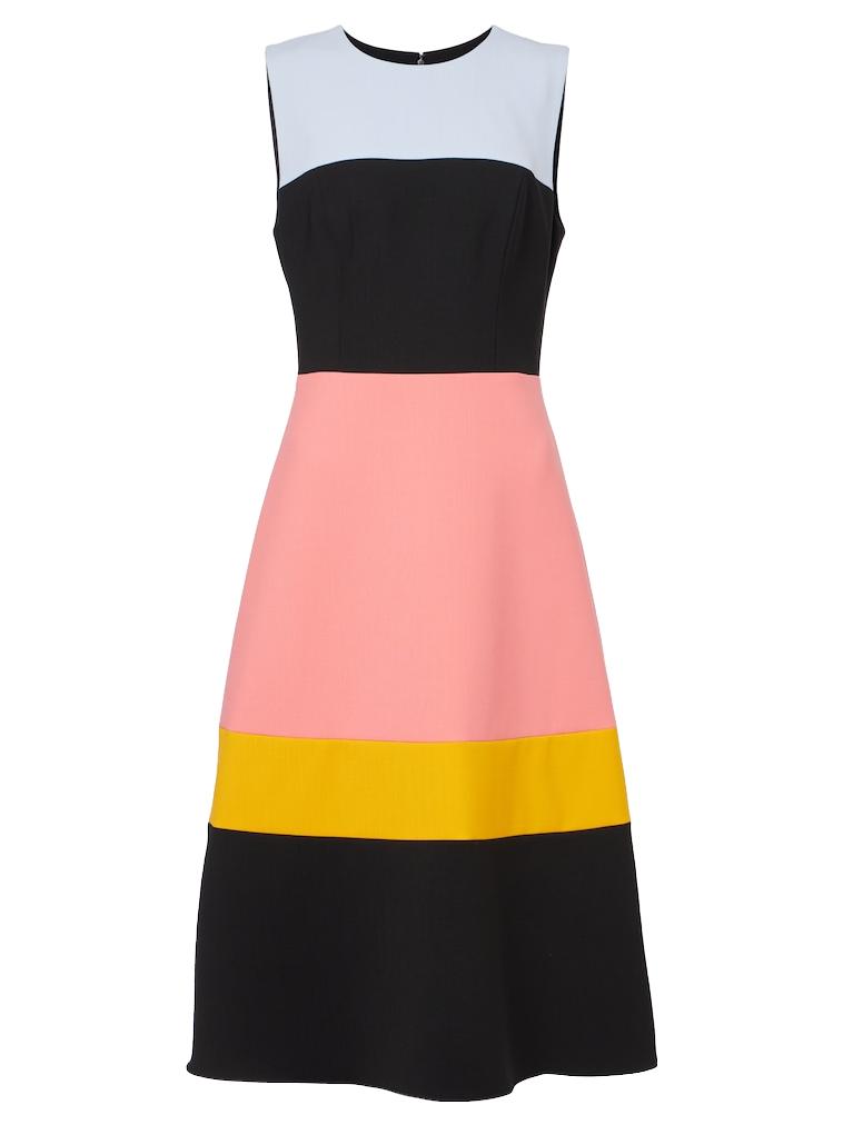 CAROLINA HERRERA colorblocked wool-blend midi dress