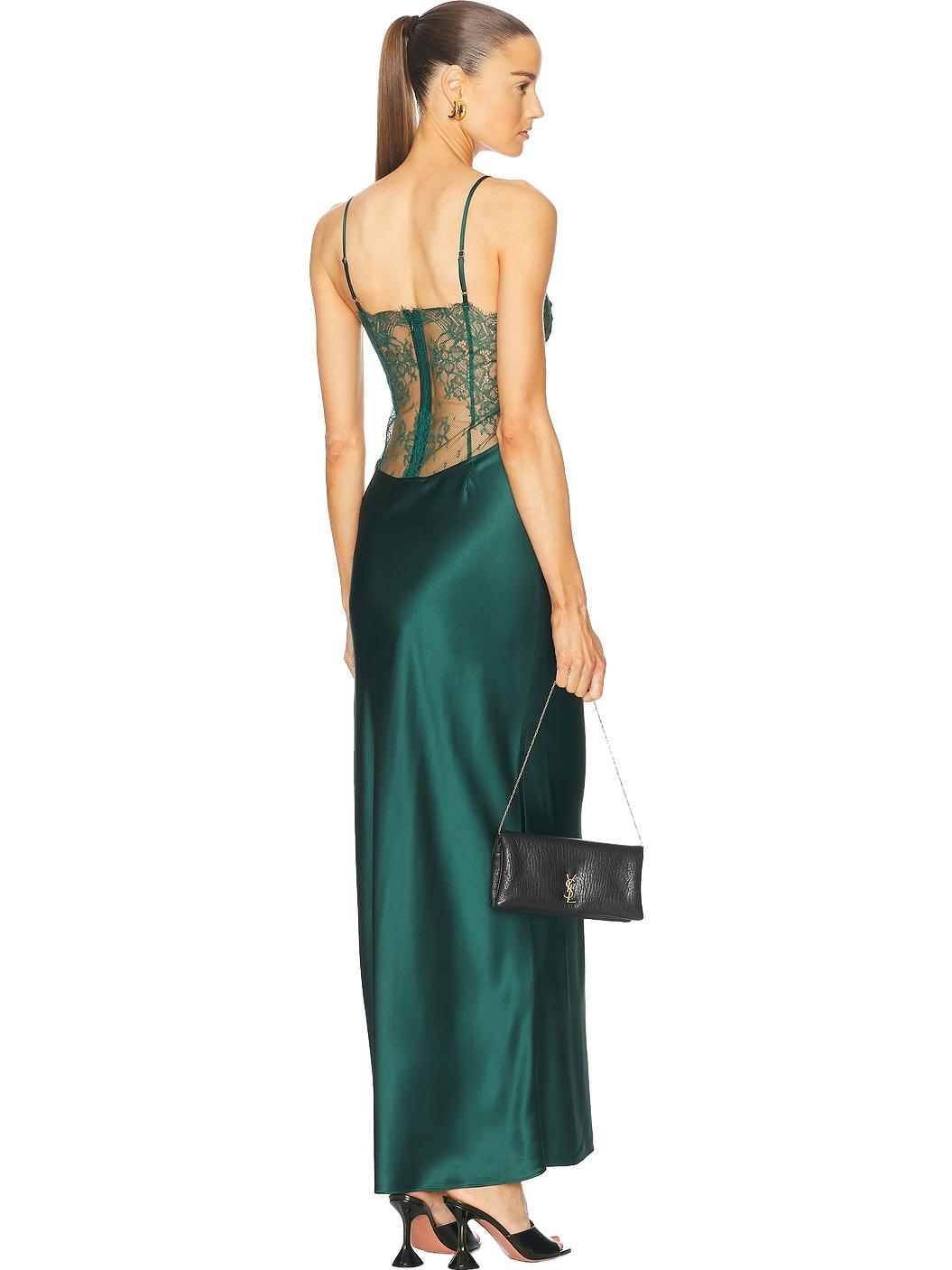 evergreen formal dress Women's Fitted V-Neck Midi Dress Draped Waist Slit – Evergreen Outfits main image 1