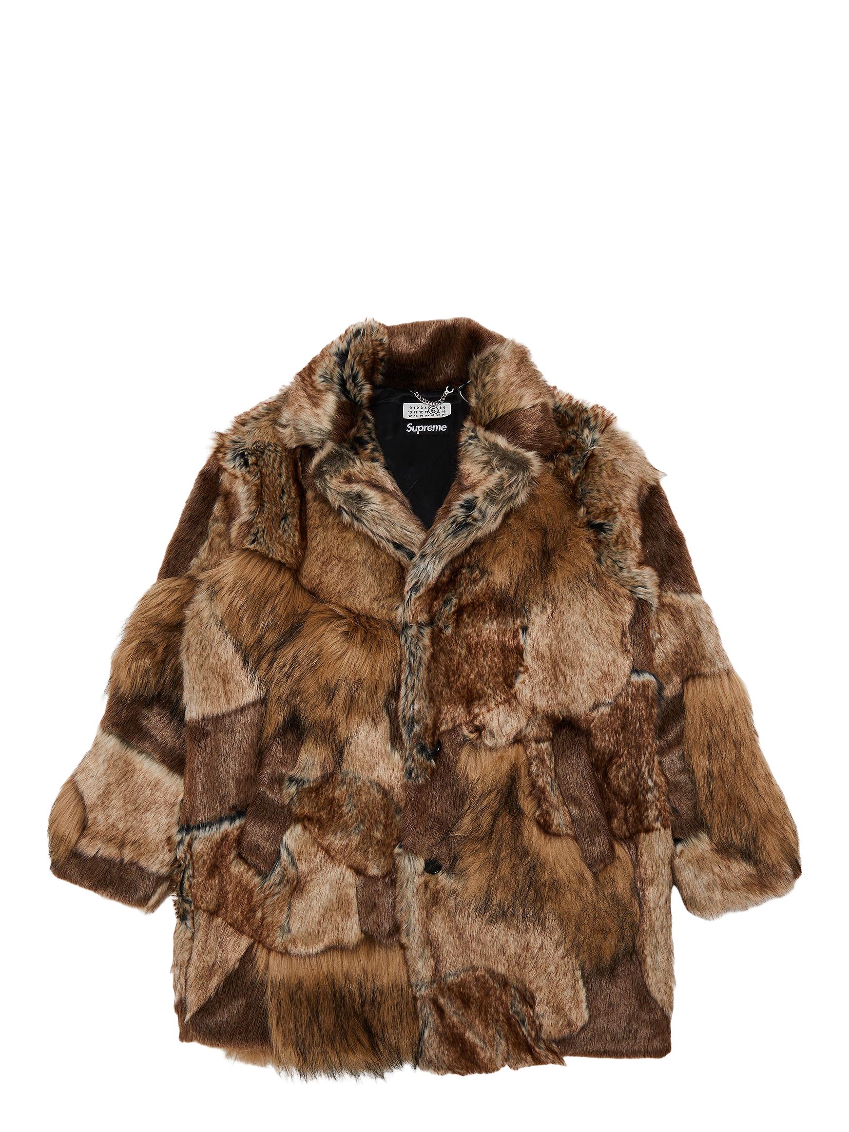 Supreme X Mm6 Maison Margiela Patchwork Faux Fur Coat In Brown