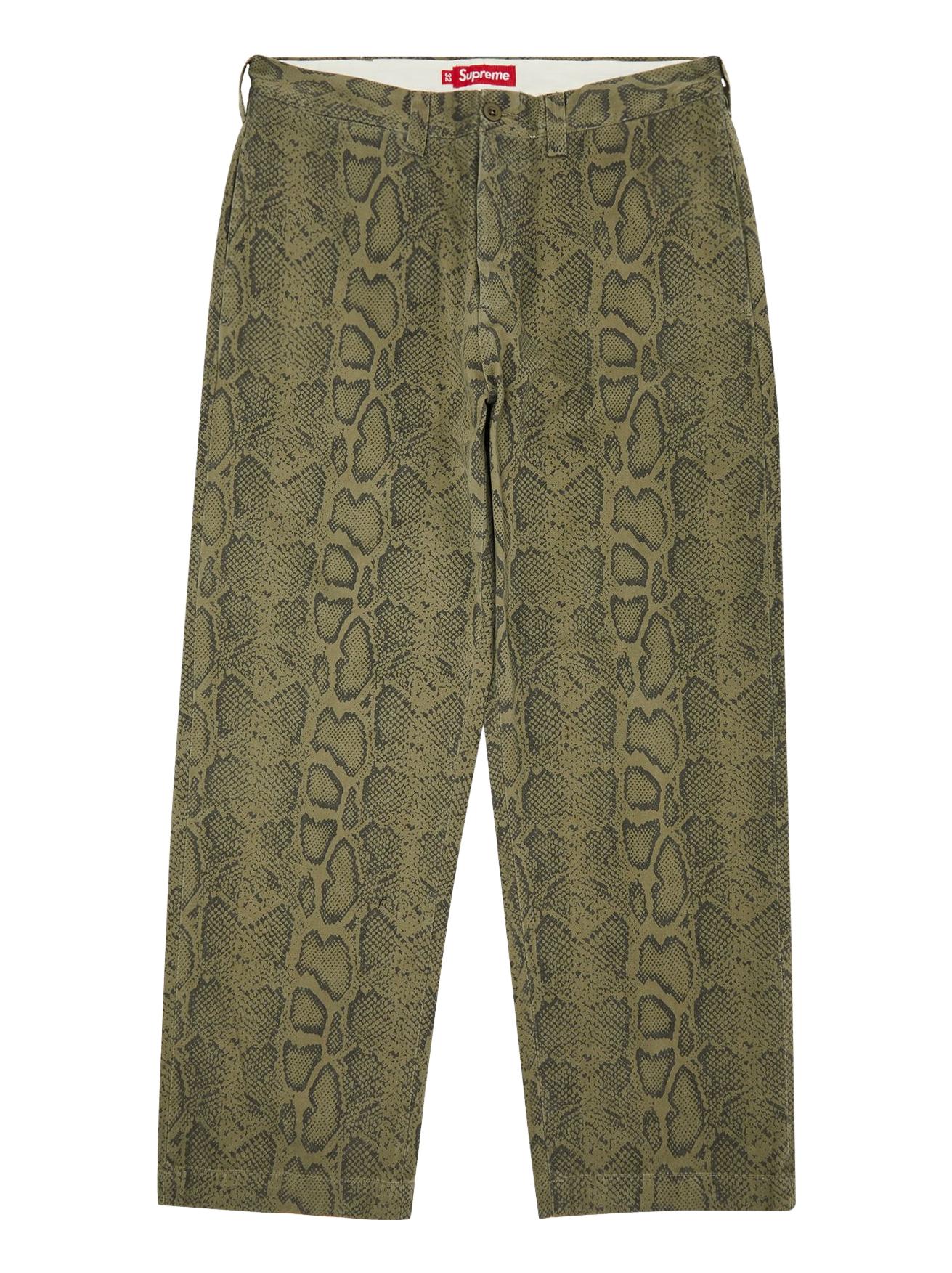 Supreme Snake Print Chino Pant 'olive - Green | Editorialist