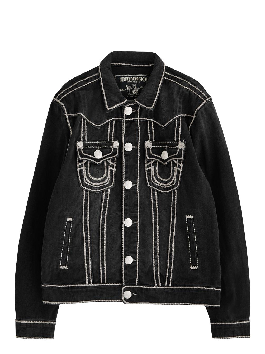 True Religion Panelled Denim Jacket - Black | Editorialist