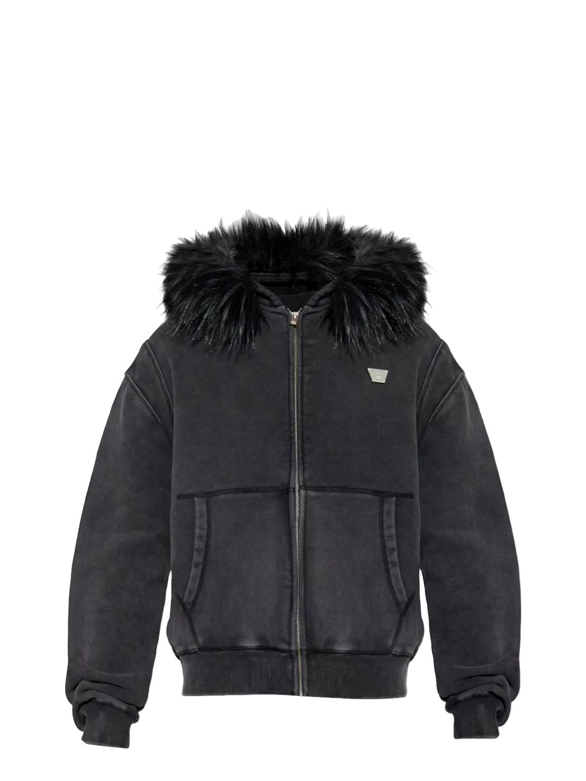 Supreme Faux Fur Lined Zip Up Hooded Sweatshirt - Black | Editorialist