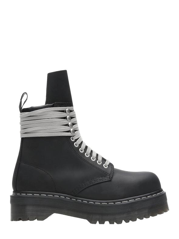 Rick Owens X Dr. Martens Steel Toe Quad Leather Boots - Black