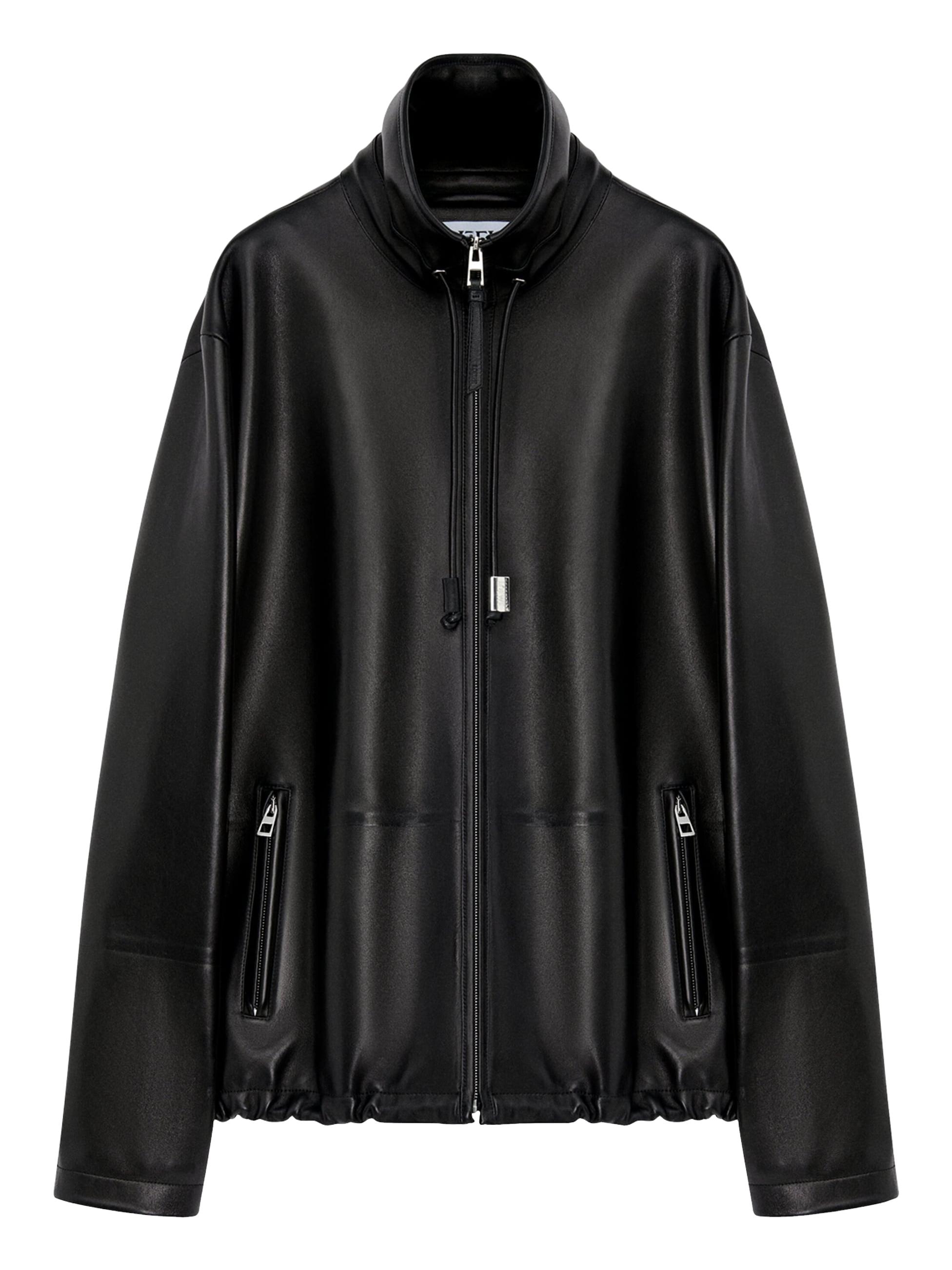 Balenciaga 3b Sports Icon Leather Track Jacket - Black | Editorialist