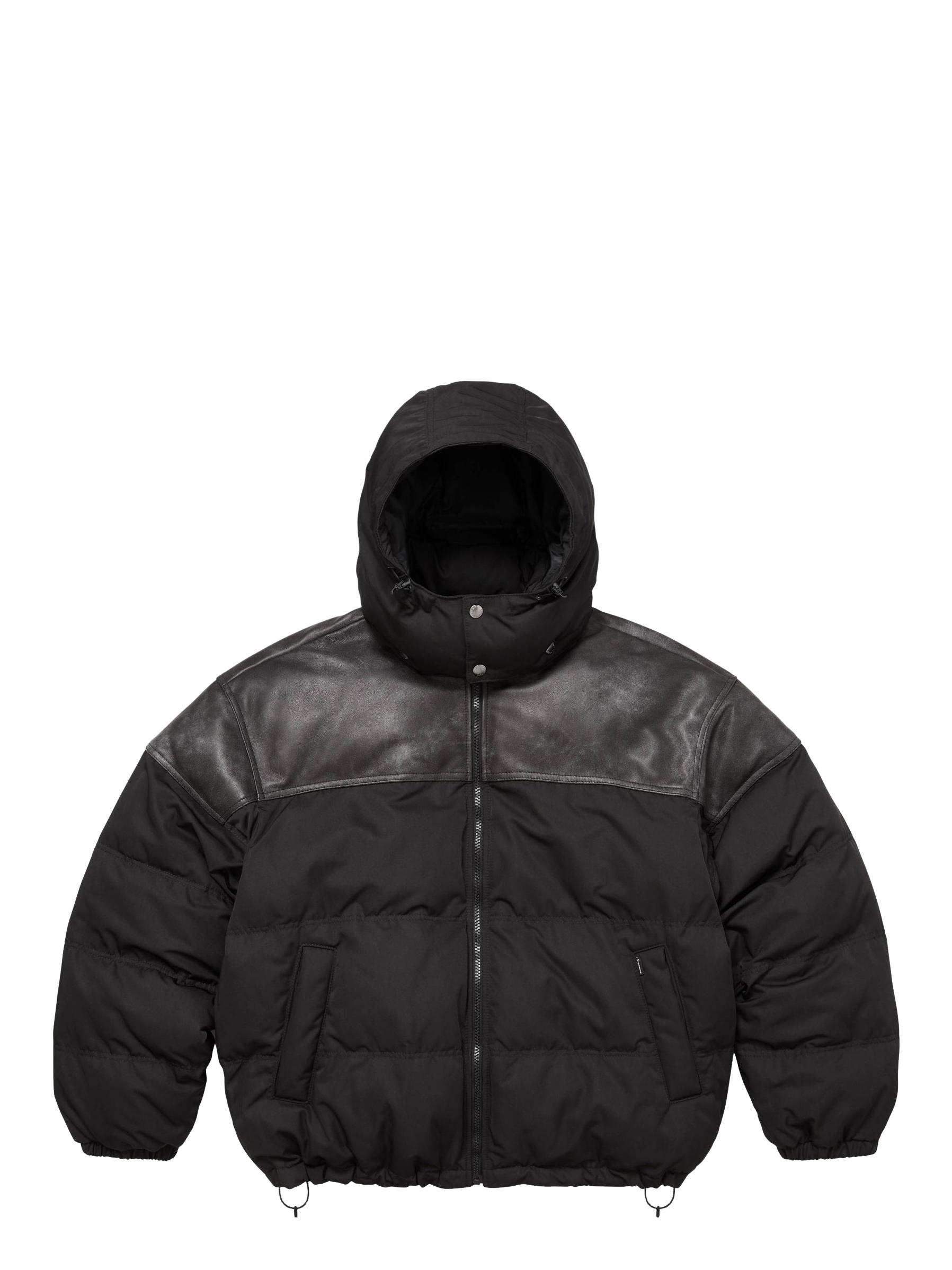 Supreme Puffer Jacket With Leather Yoke - Black | Editorialist