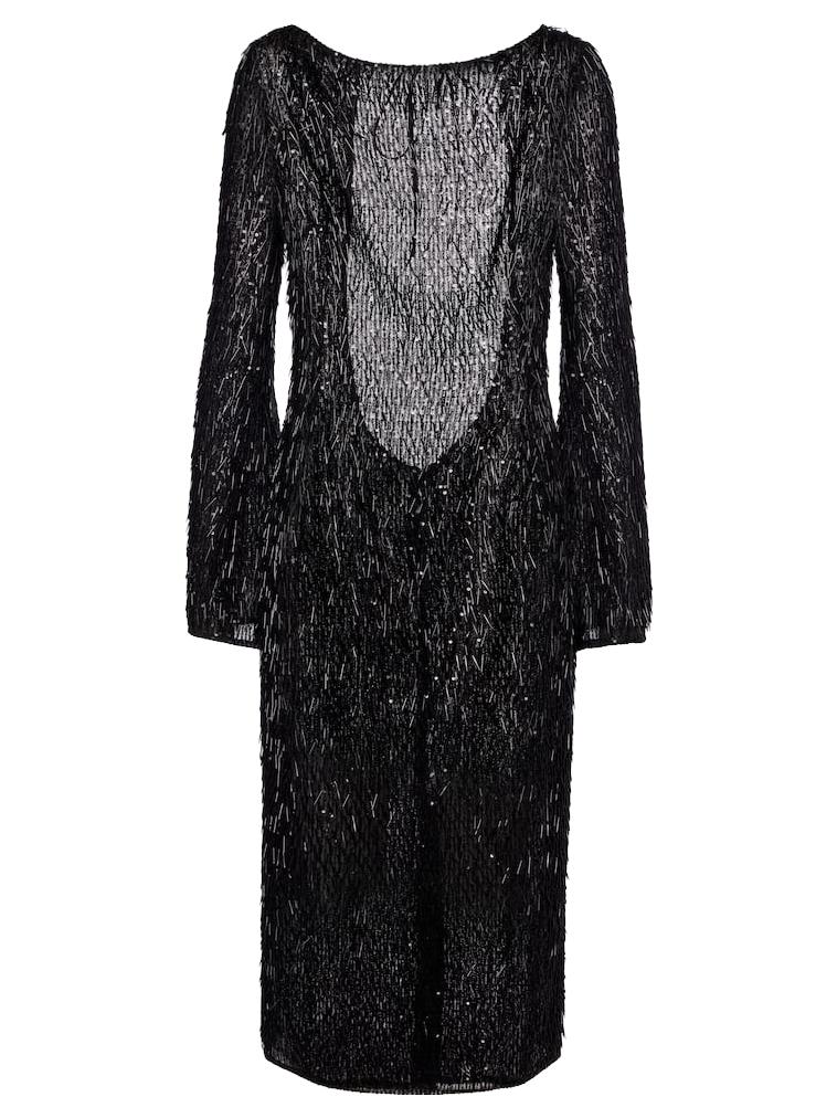 Loveshackfancy Emalia Sequined Midi Dress - Pale Lemon Yellow | Editorialist