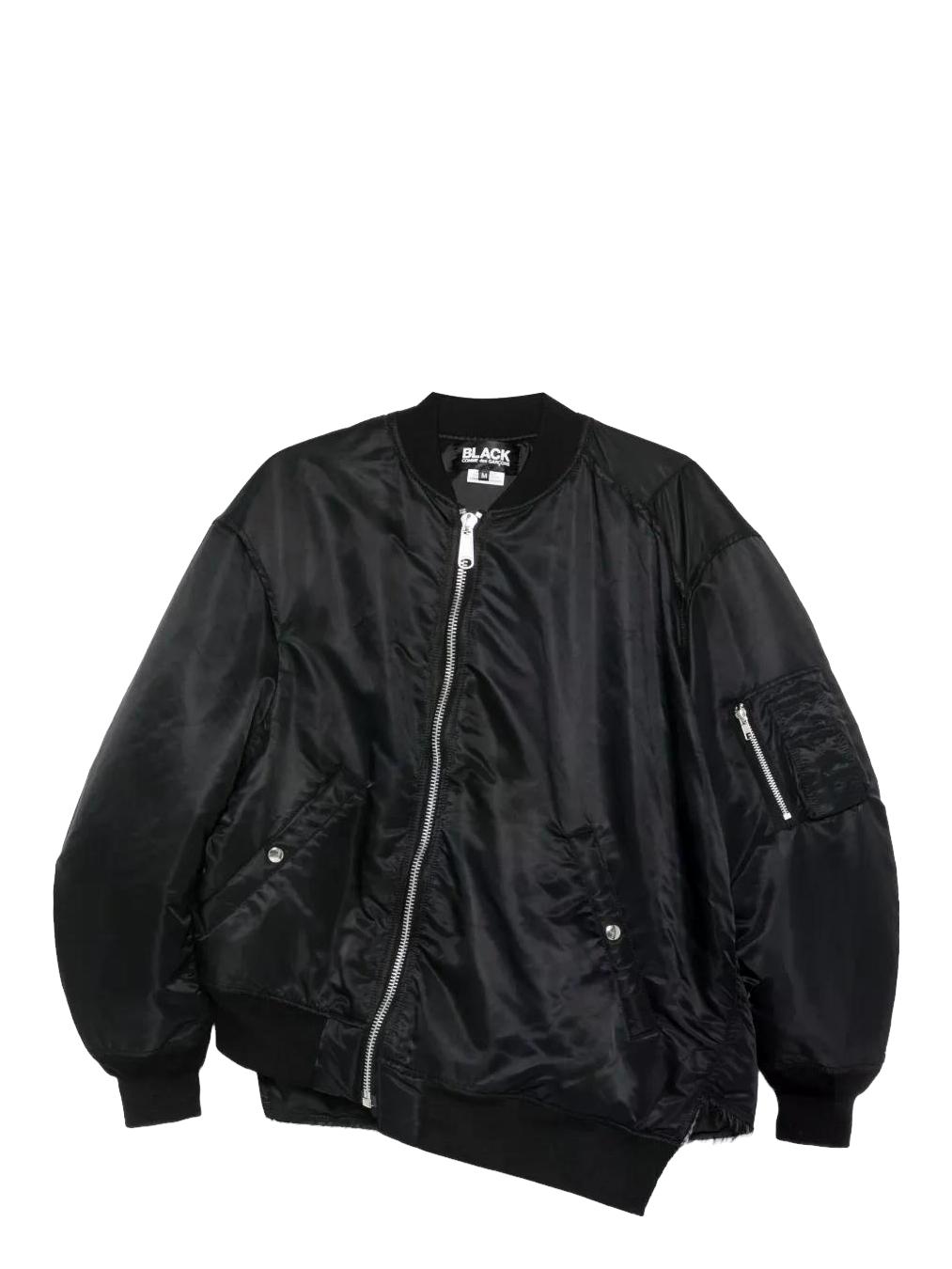 Black Comme Des GarçOns Ma-1 Asymmetric Bomber Jacket In Black