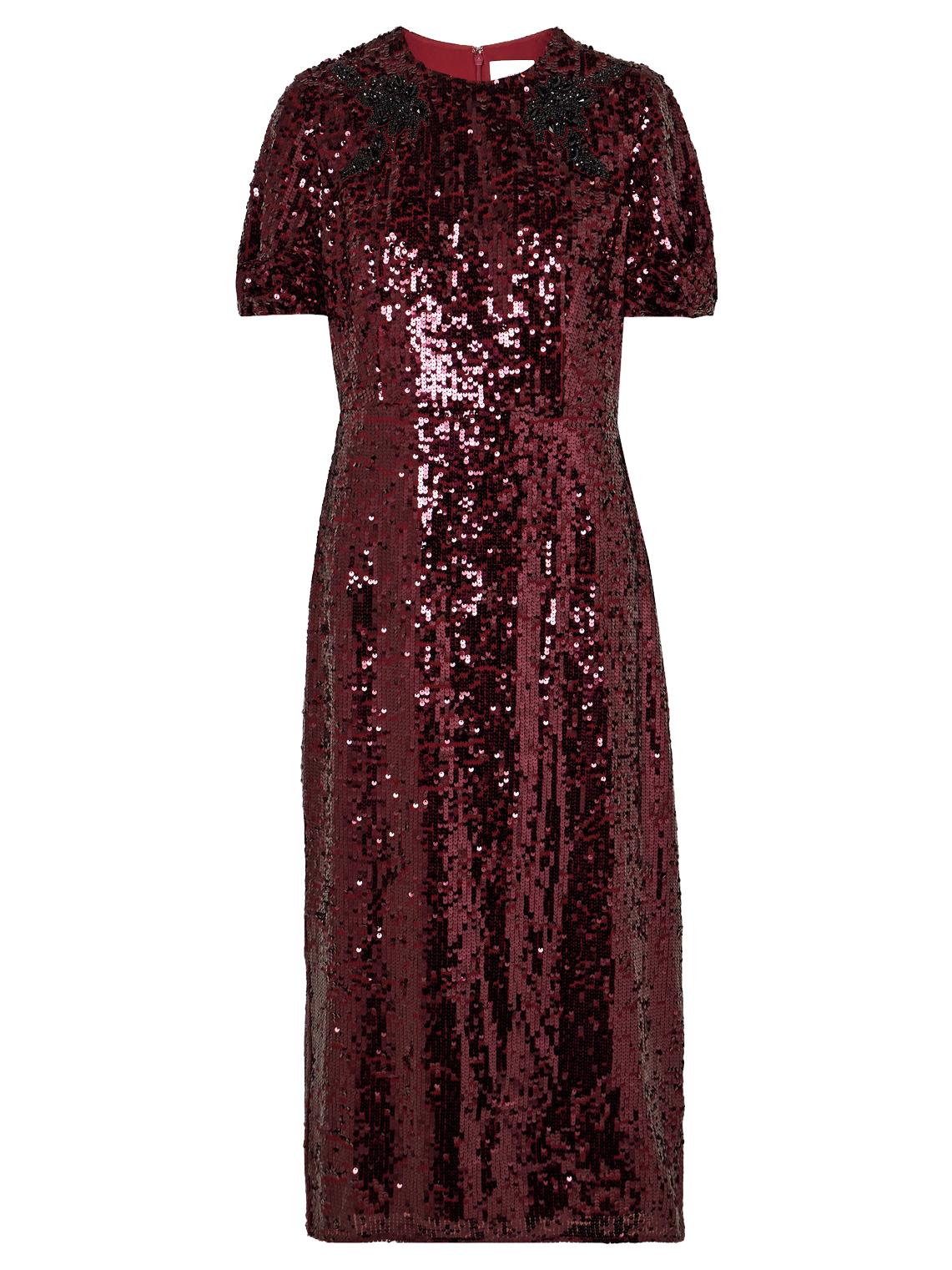 Erdem Embellished Sequined Georgette Midi Dress - Burgundy Erdem Embellished Sequined Georgette Midi Dress - Burgundy