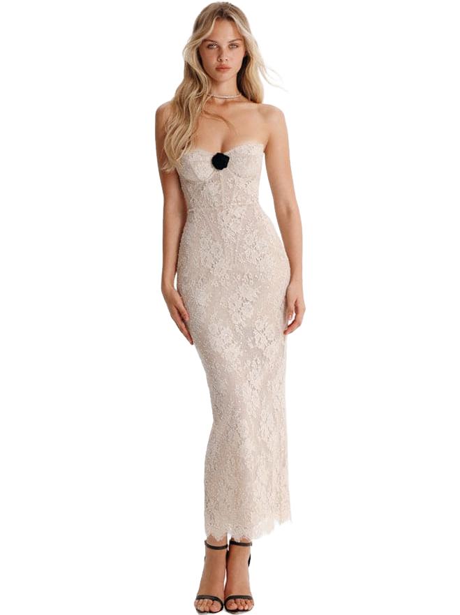 life of love white floral lace short sleeve maxi dress Floral Lace Off-Shoulder Maxi Dress - Elegant Boho Style