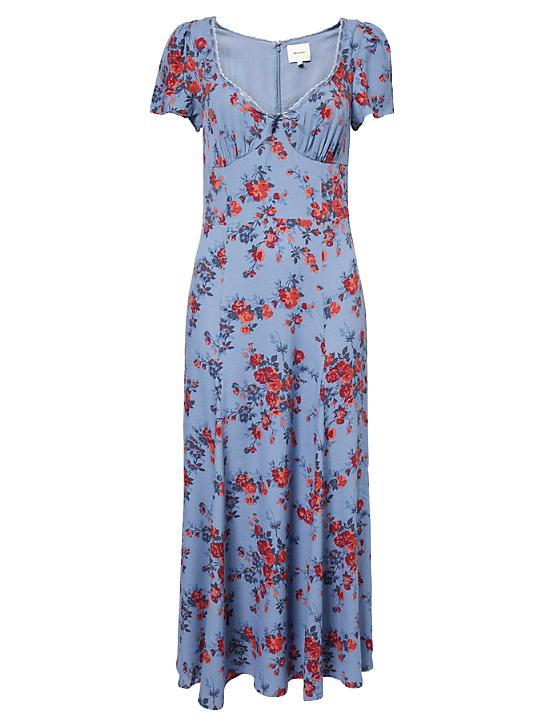navy blue dress for baby girl Reformation Afton Floral-Print Woven Midi Dress - Martine