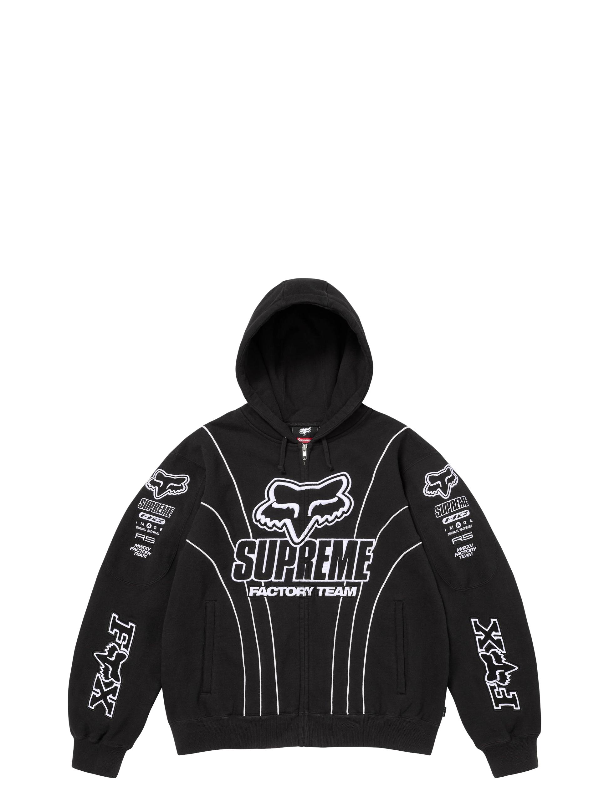 Supreme X Fox Racing Zip-Up Hooded Sweatshirt - Black | Editorialist